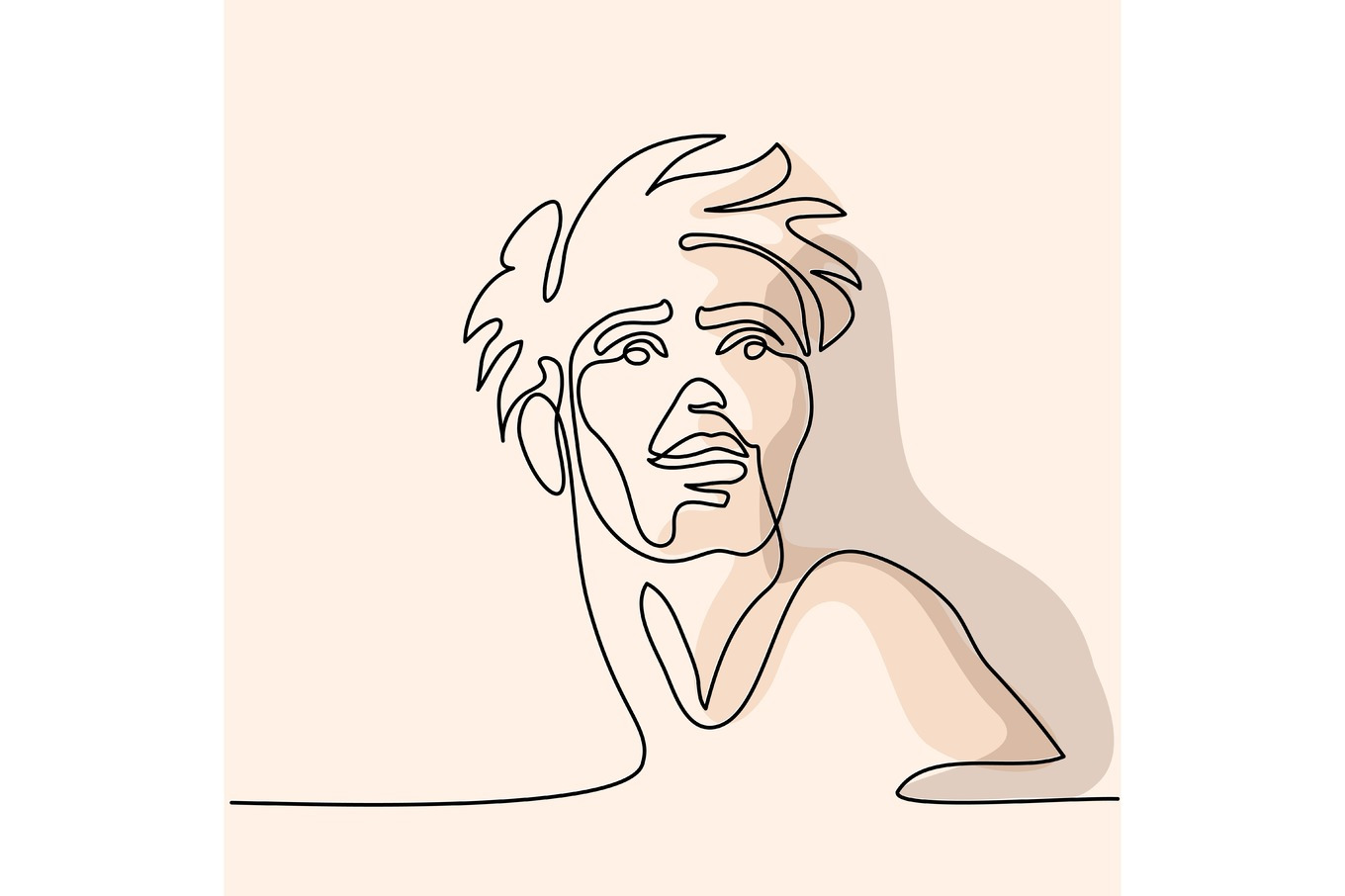 portrait of man One line drawing, a Person Illustration by Valenty