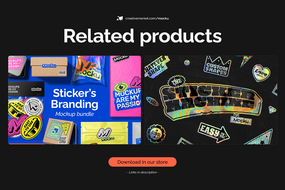 Vinyl stickers mockups, a Print Template by Mocku