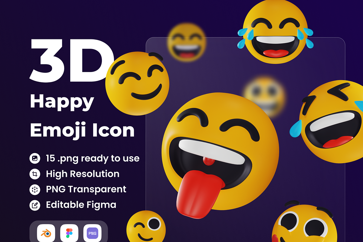 Happy Emoji 3D Illustration, a Characters & Person 3D Model by Vektora ...
