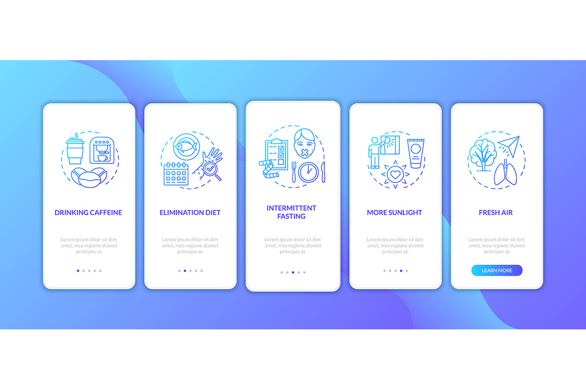 Biohacking tips mobile app pages, a Templates & Theme by IMG visuals icons