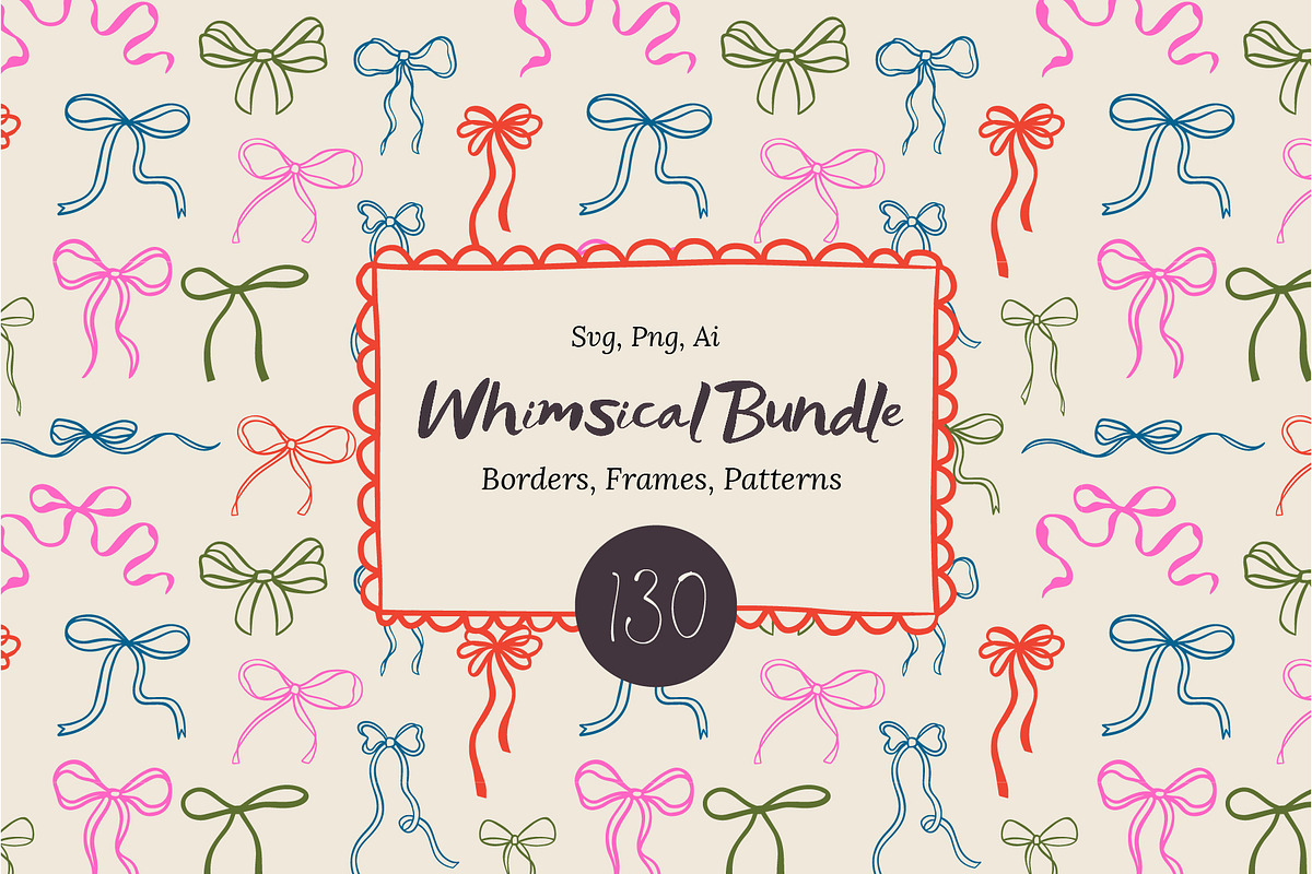 Whimsical Bow Frames & Patterns, an Object Graphic by AnnArt