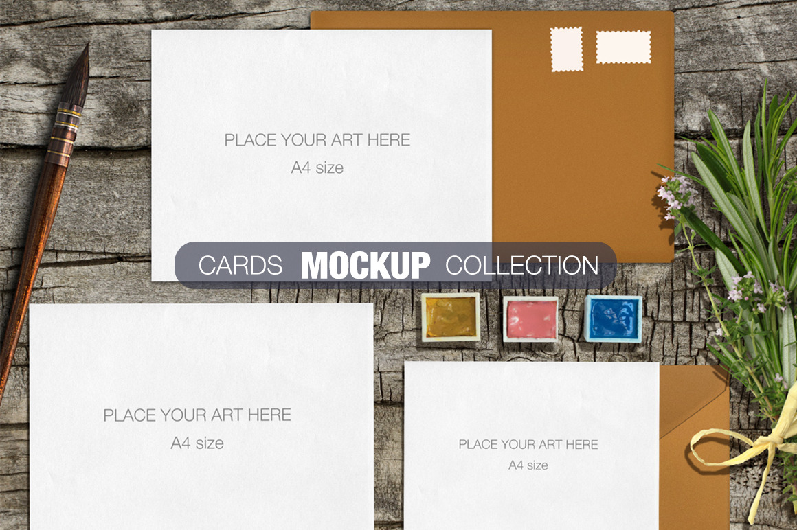 Cards mockup collection, a Print Template by Mockup Up!