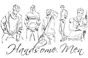 Set of logo with men. Hand drawing, a Person Illustration by Elena ...