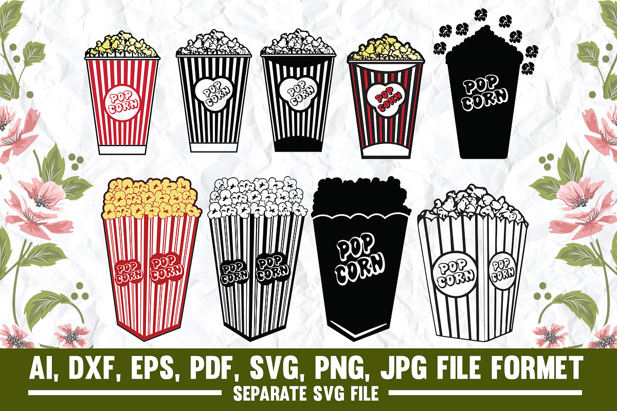 Popcorn Outline svg, an Object Graphic by VectorArtPrintableDesign