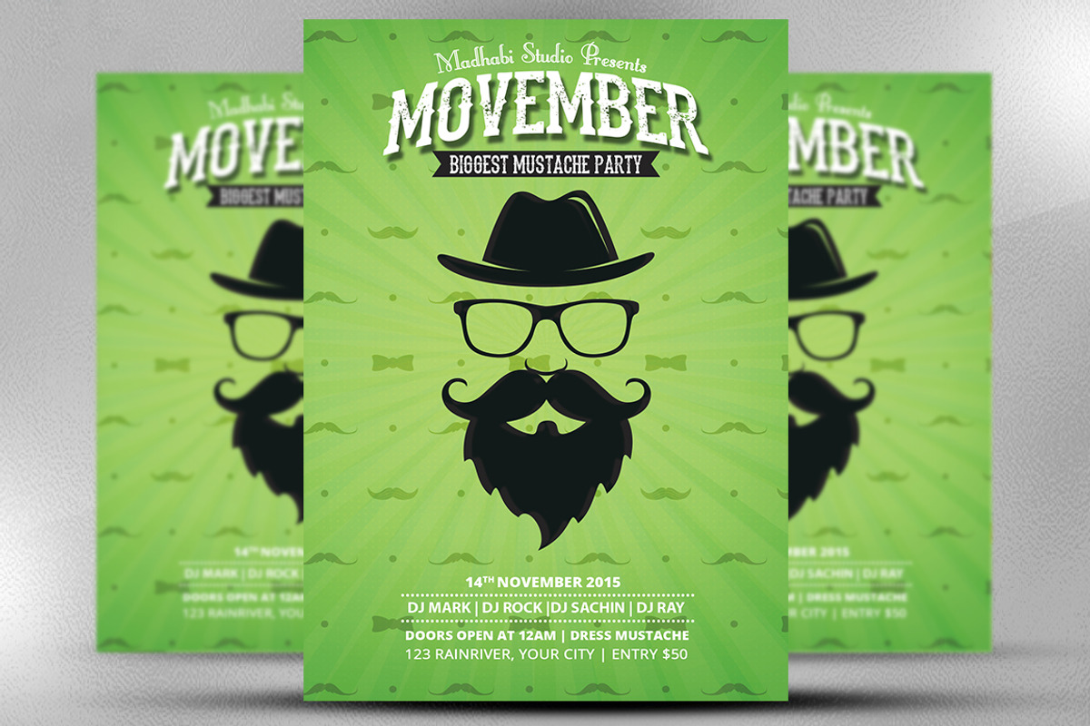 Movember Flyer Template, a Flyer Template by Madhabi Studio | Creative ...