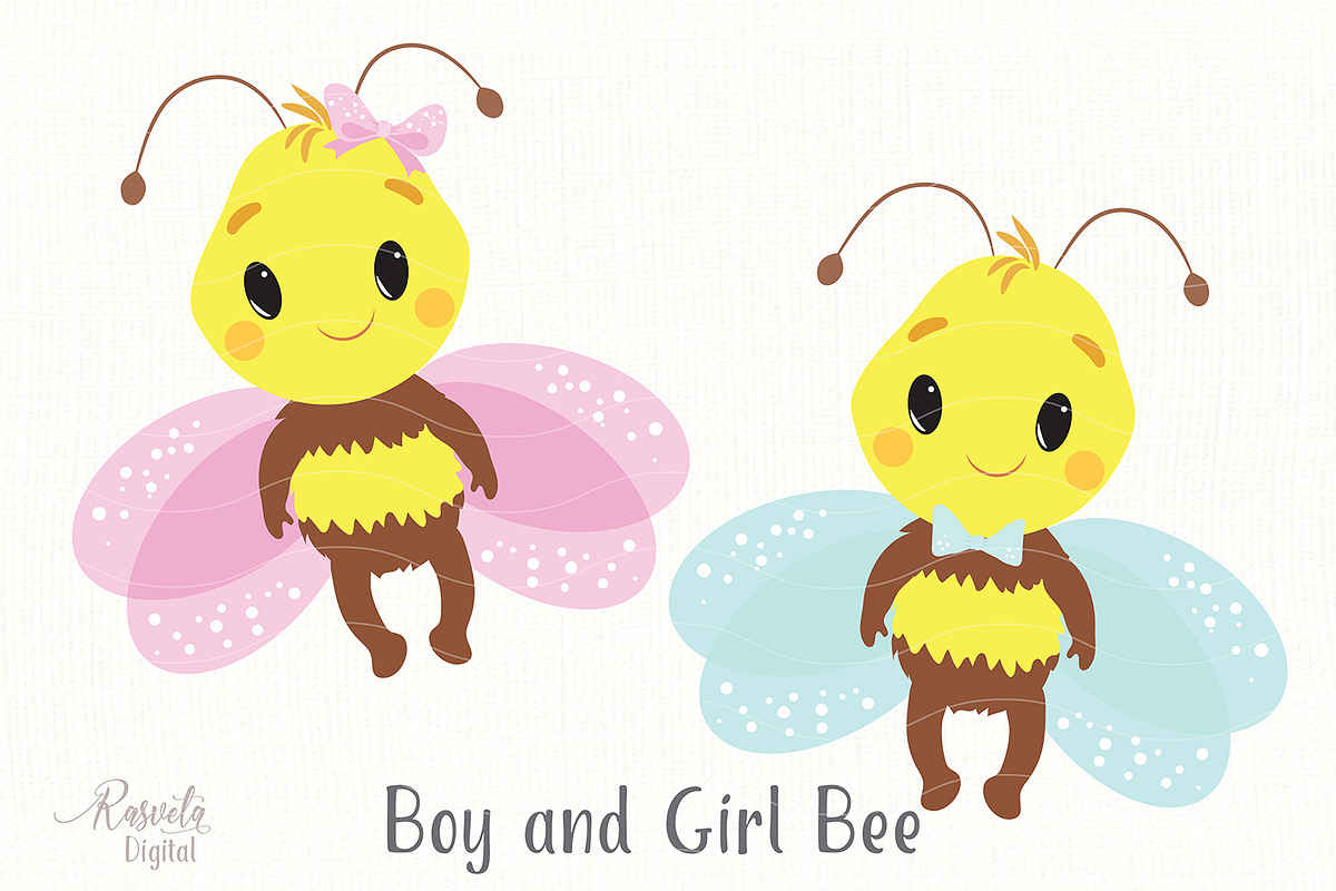 Bee Boy And Girl Clip-art, an Animal Illustration by Rasveta | Creative ...