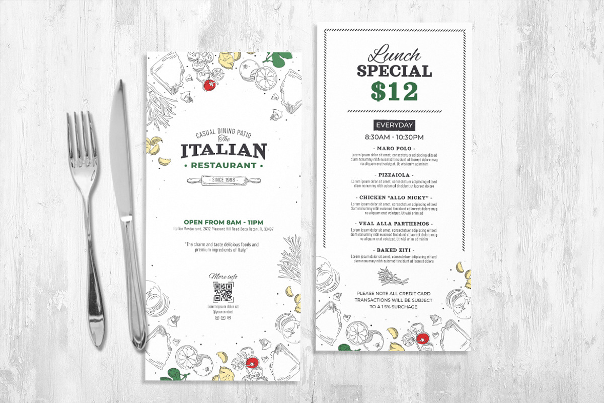Italian Restaurant Menu Template, a Flyer Template by BrandPacks