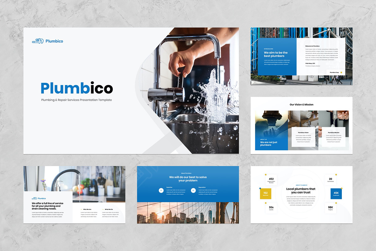 Plumbing PowerPoint Template, a Presentation Template by Graphue