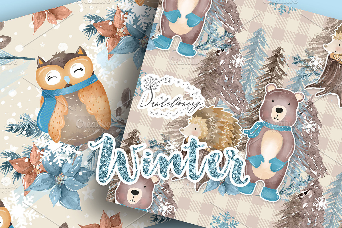 Winter Animals design, a Pattern Graphic by designloverstudio