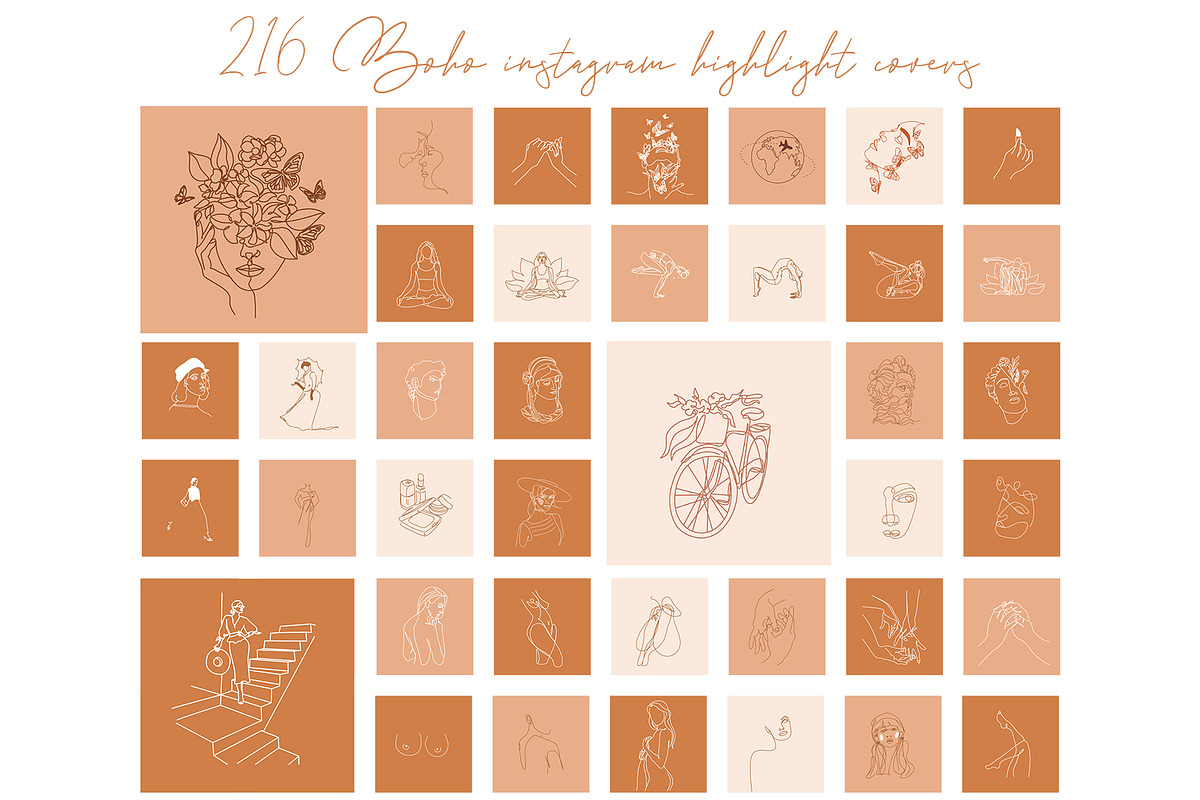Boho instagram highlight covers, a Social Media Template by velychko.ua