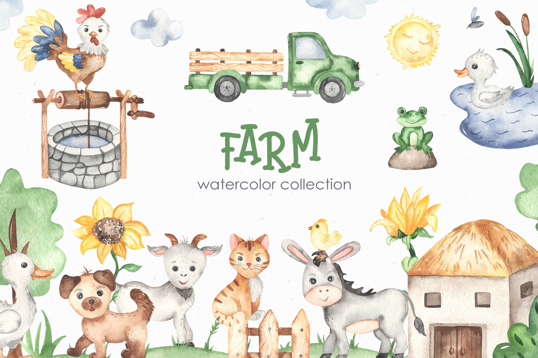 Farm childrens watercolor collection, an Animal Illustration by Marina ...