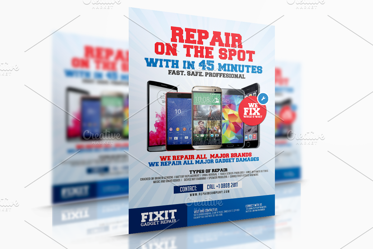 Phone Repair Flyer, a Flyer Template by PSDPixel