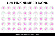 Light Pink Number Icons 1-50 Count, an Icon by Designs By Alfredo