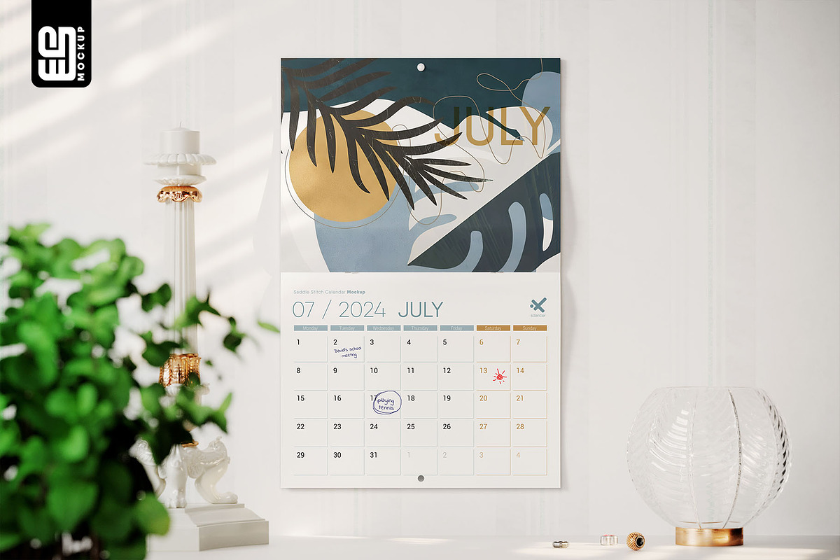Stapled Calendar on the Wall Mockup, an Advertising Mockup by SD Mockup