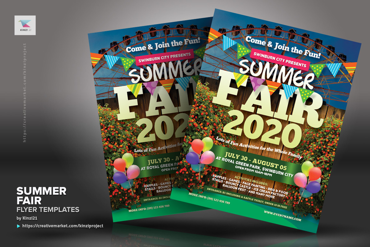 Summer Fair Flyer Templates, a Flyer Template by kinzi21