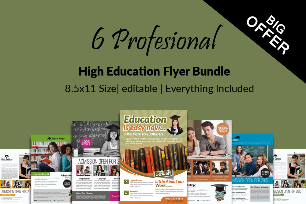 6 College Education Flyer Bundle, a Flyer Template by Psd Templates