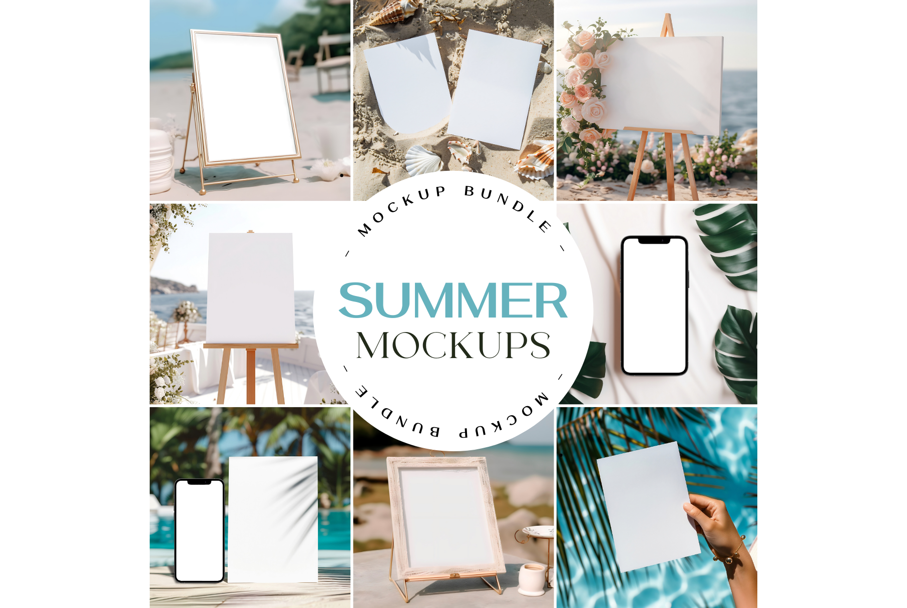 Summer Mockups Bundle, Card Mockups, a Product Mockup by TatiMockup