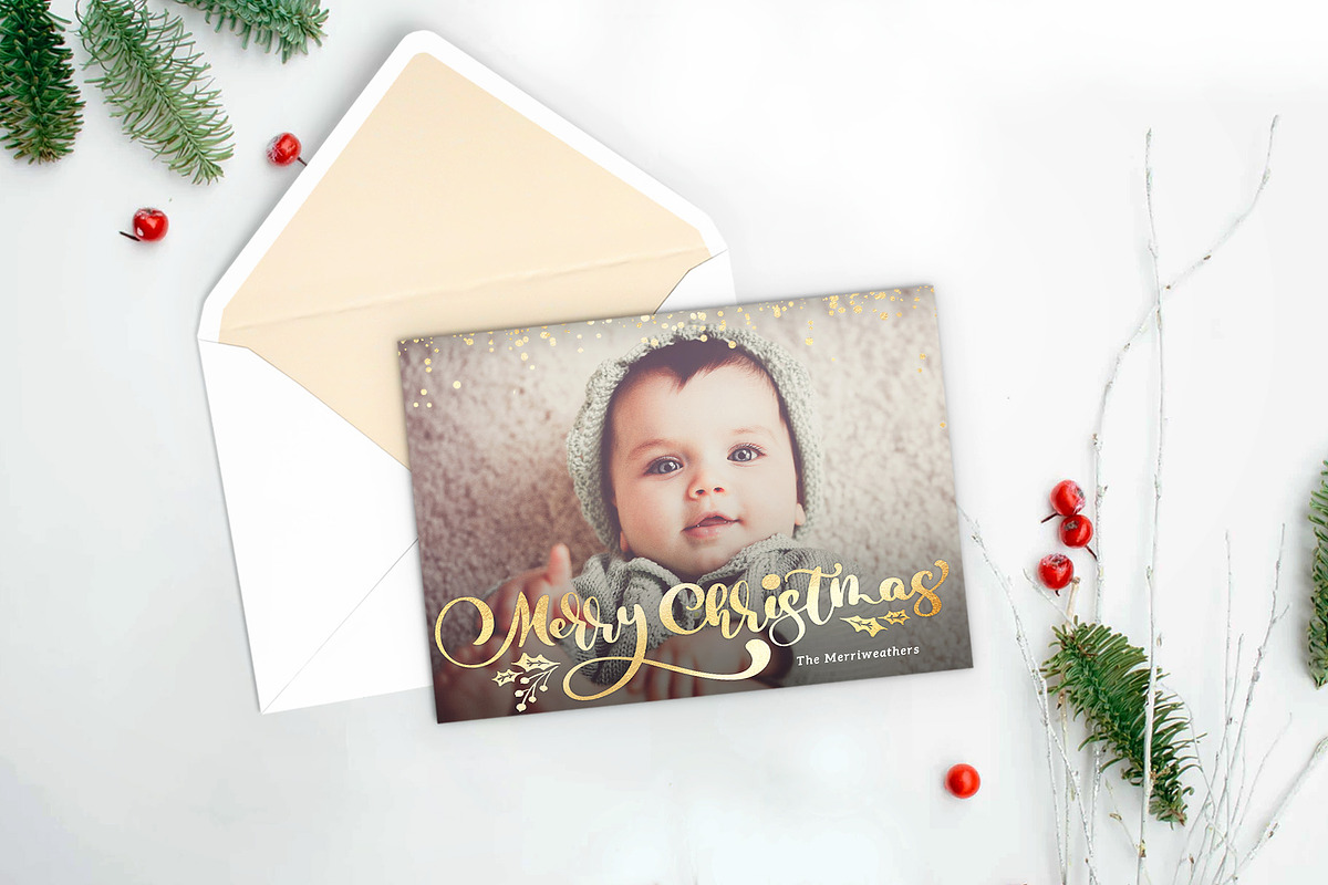 Christmas Card Photoshop Template, a Card Template by Nifty Template Studio