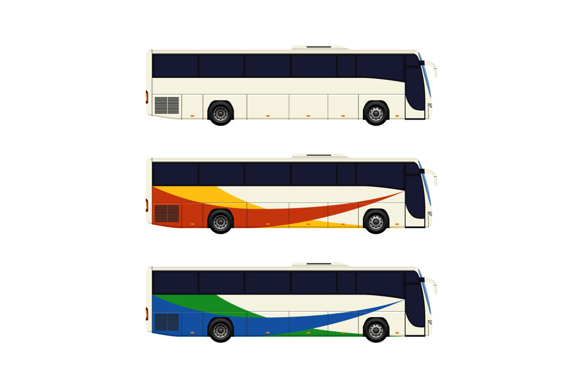 Set of three coach bus icons. | Transportation Illustrations ~ Creative ...