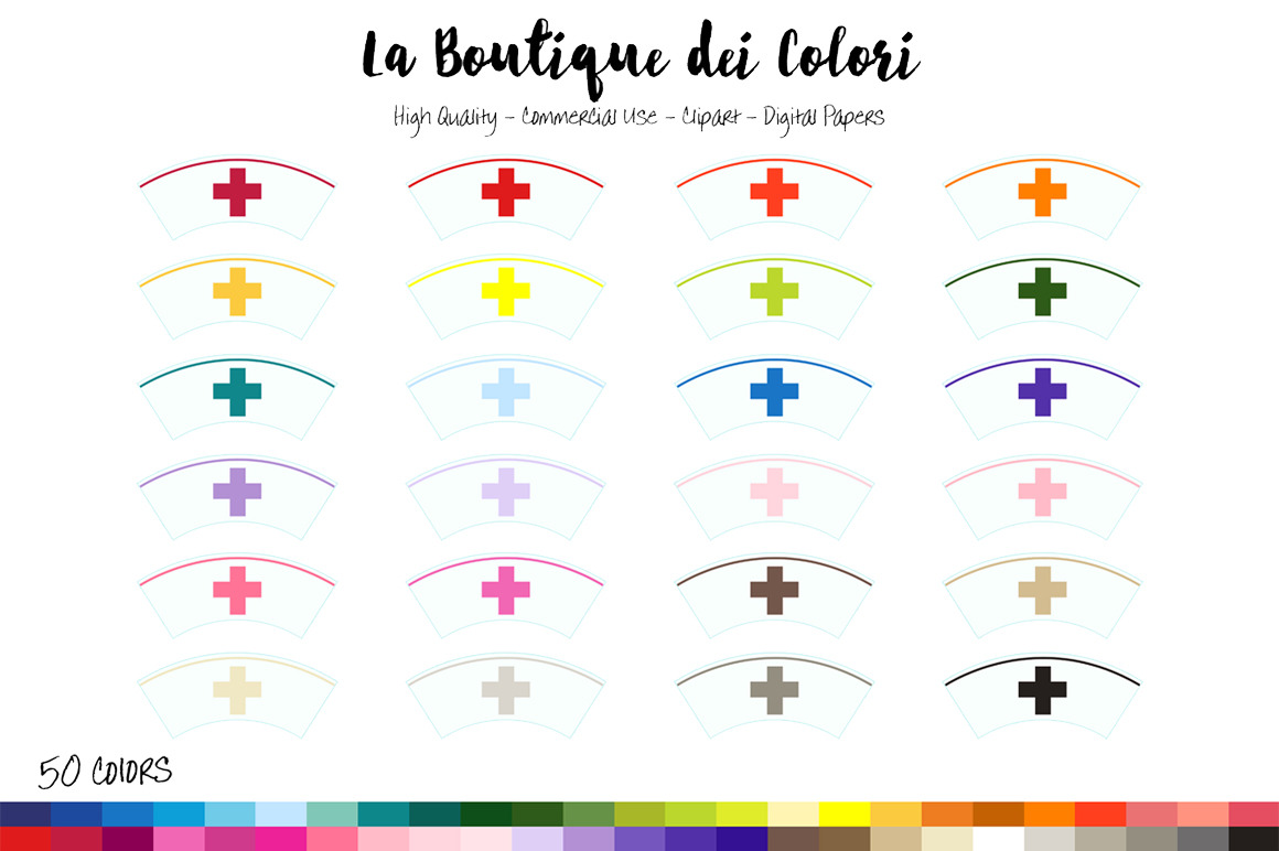 50 Rainbow Nurse Hat Clip Art, a Healthcare Illustration by La Boutique ...