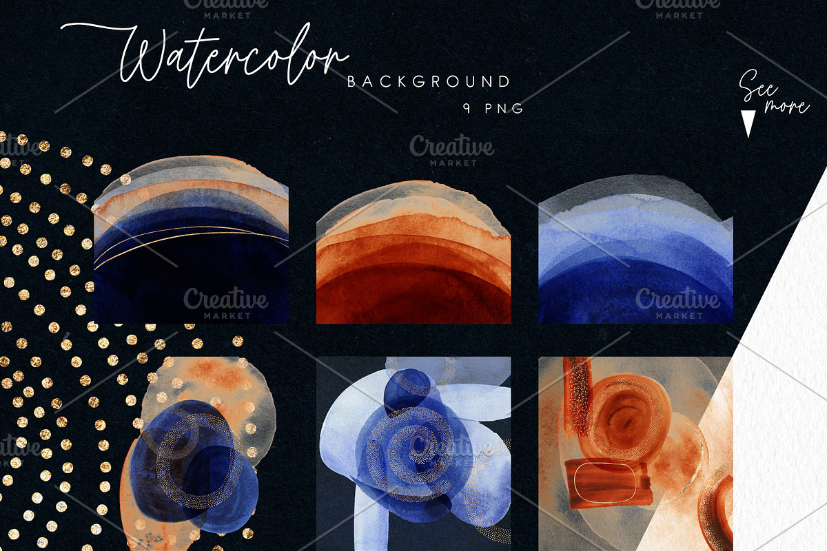 Watercolor & Gold, abstract shapes, a Texture Graphic by ollalya