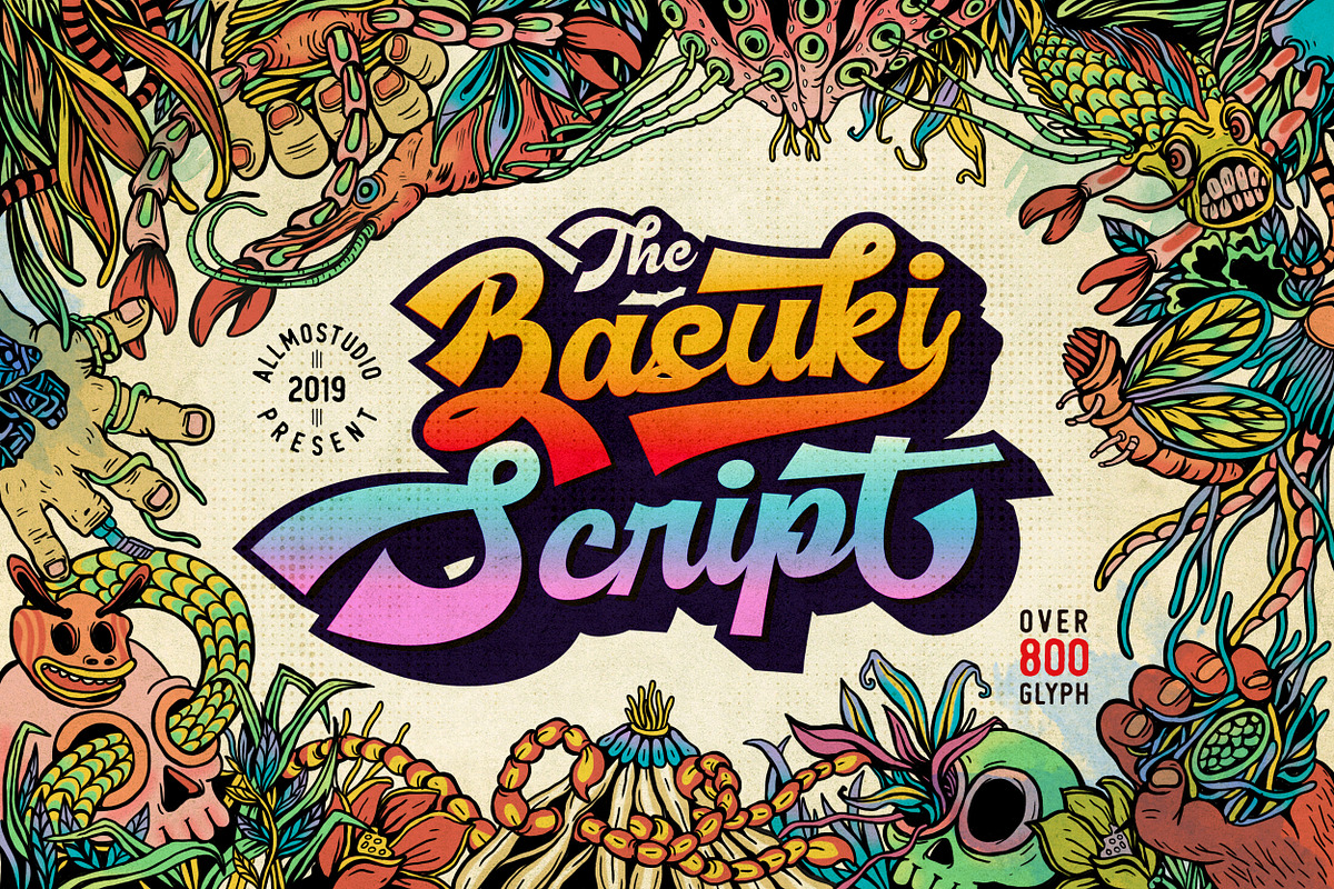 Basuki Script Font, a Script Font by Allmostudio