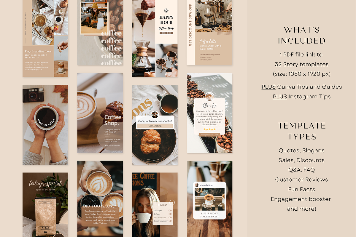 Coffee Café Shop Instagram Templates, a Social Media Template by ShopRShop