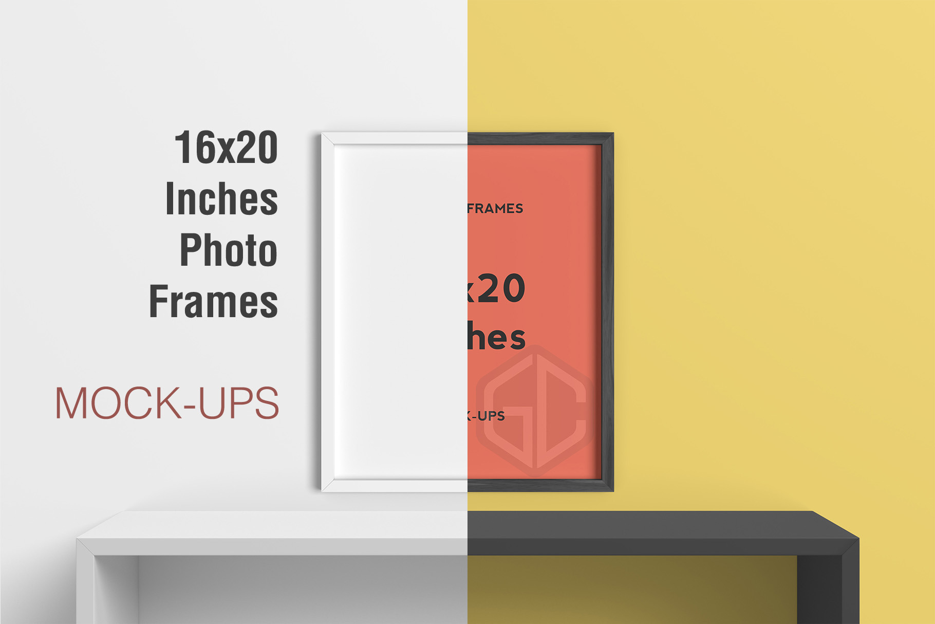 16x20 Inches Photo Frames Mockup, a Print Template by graphiccrew