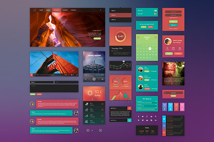 Neon Square UI Kit, an UI Kit Template by tintinillus