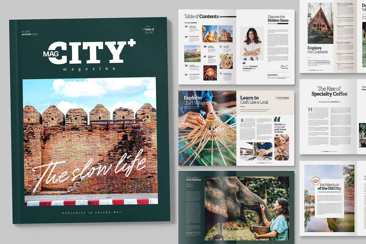 City Travel Tourism Magazine Templat, a Magazine Template by BrandPacks