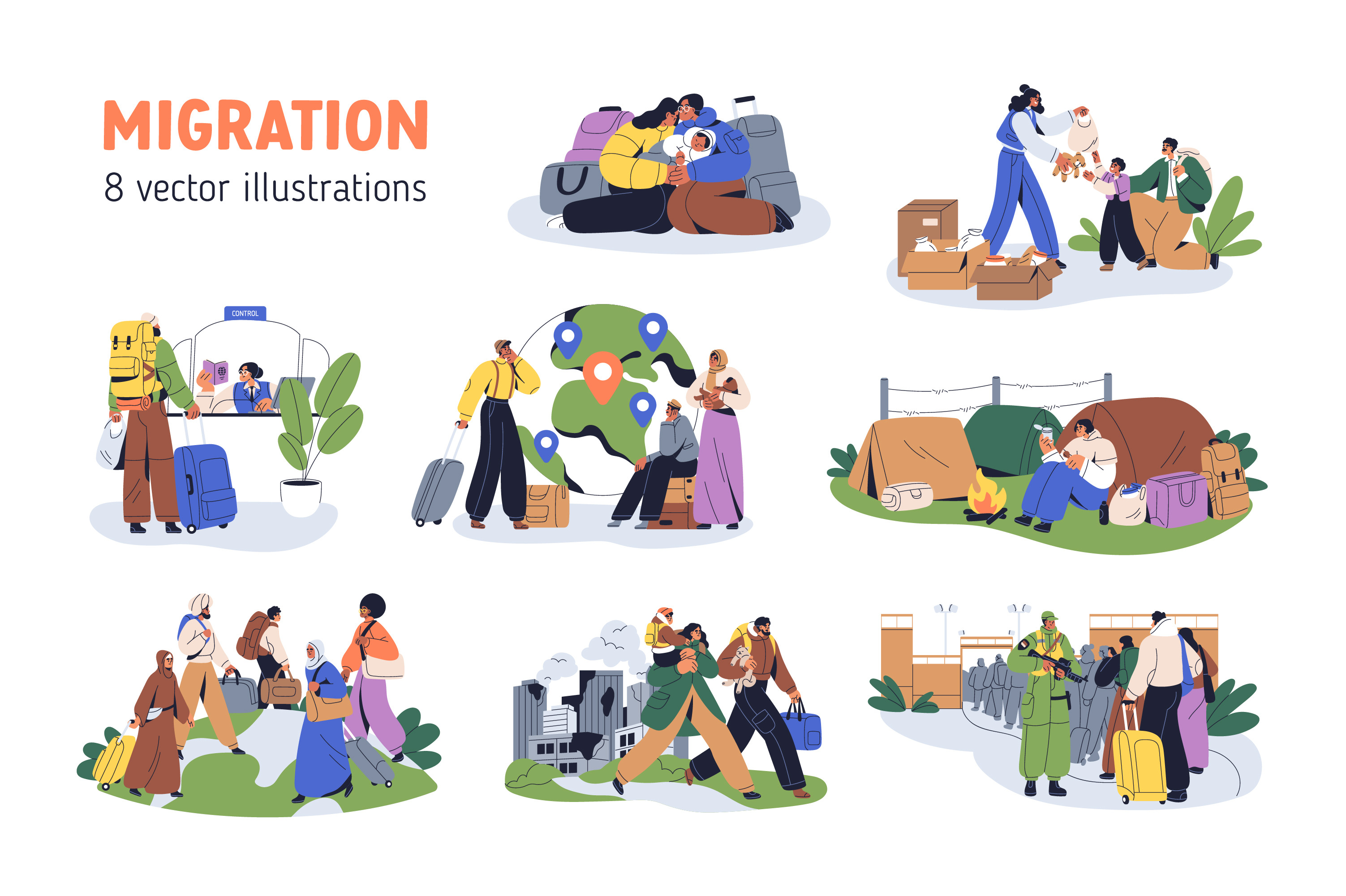 People moving set. Migration concept, a Person Illustration by Good Studio