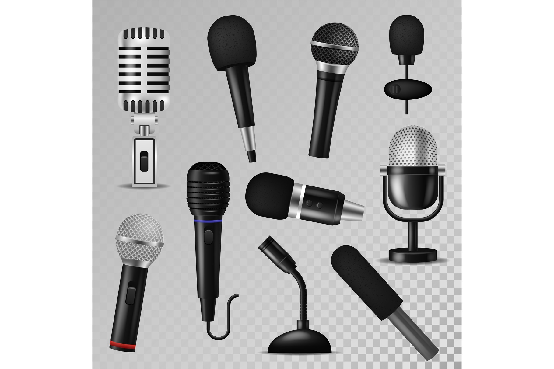 Microphone vector sound music audio voice mic recorder karaoke studio ...
