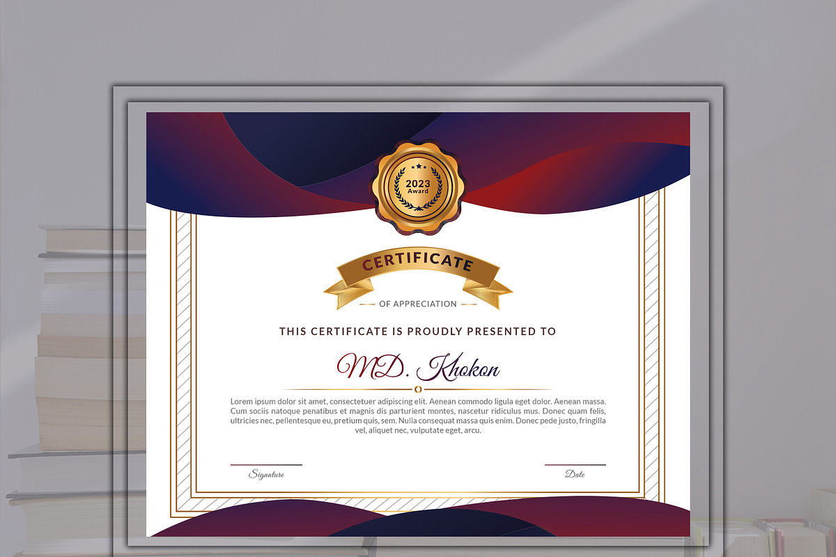 Creative Certificate Design Template, a Stationery Template by MRI STUDIO