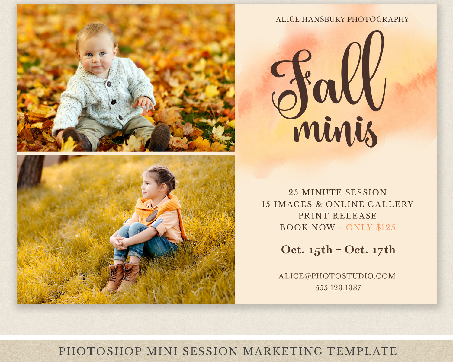 Fall Mini Session Template, a Flyer Template by MockTurtleStudio