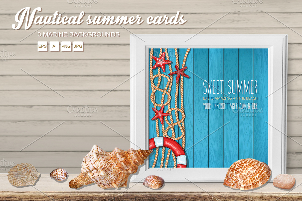 Summer nautical cards set, an Illustration by Tamiris