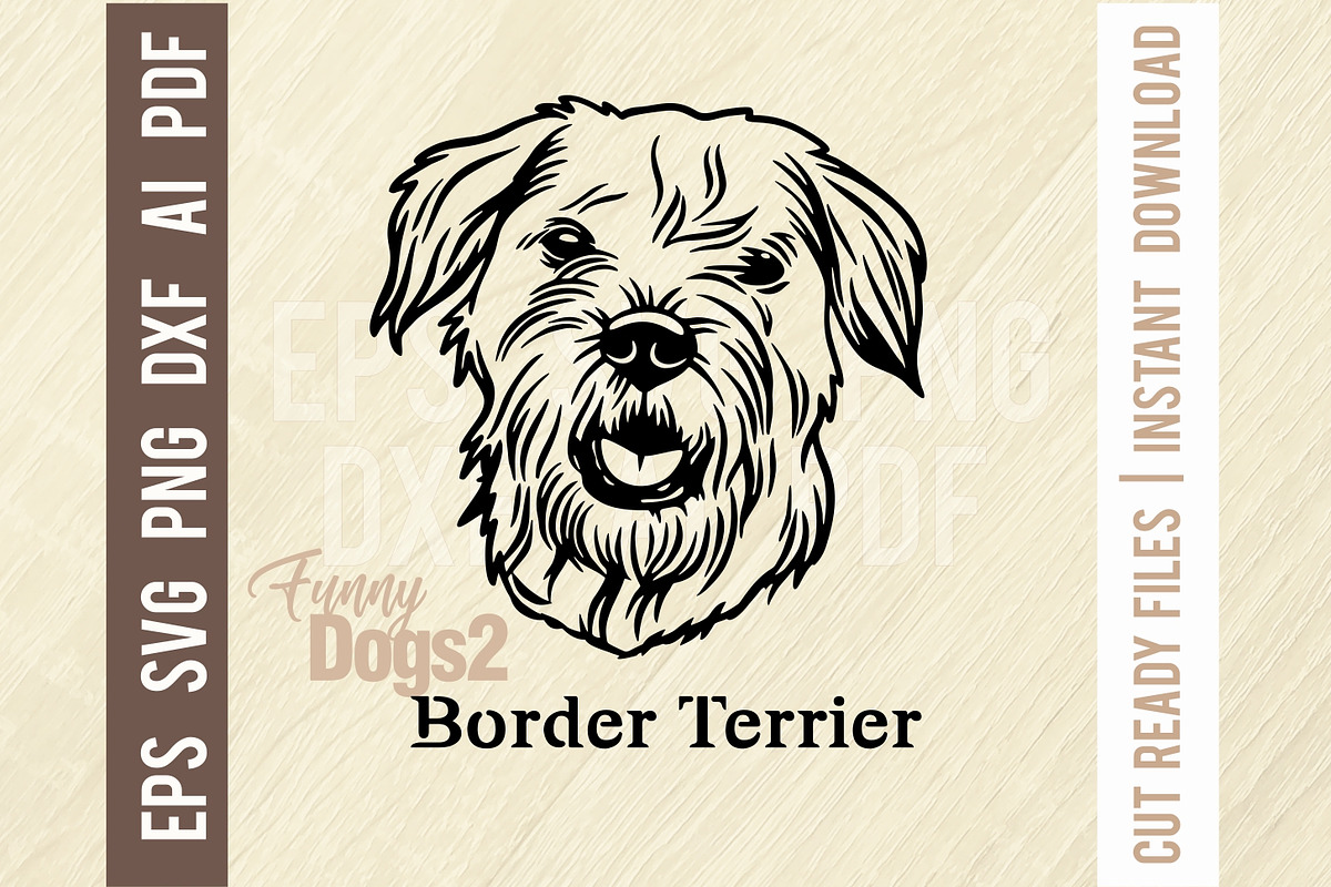 Border Terrier Funny Dog SVG Stencil, an Illustration by Digital ...