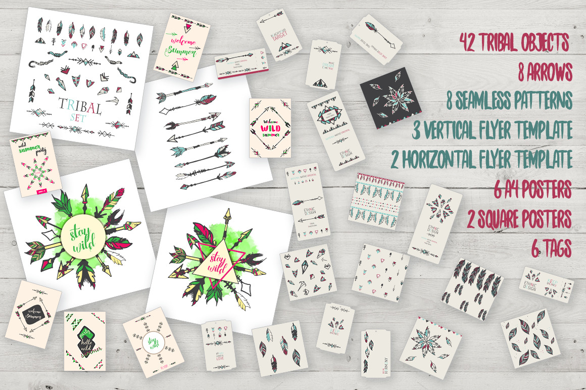 Hand Drawn Tribal Set, an Illustration by Creative.LAB