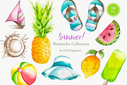 24 Watercolor Summer Clipart, an Illustration by FOXYdigitalart