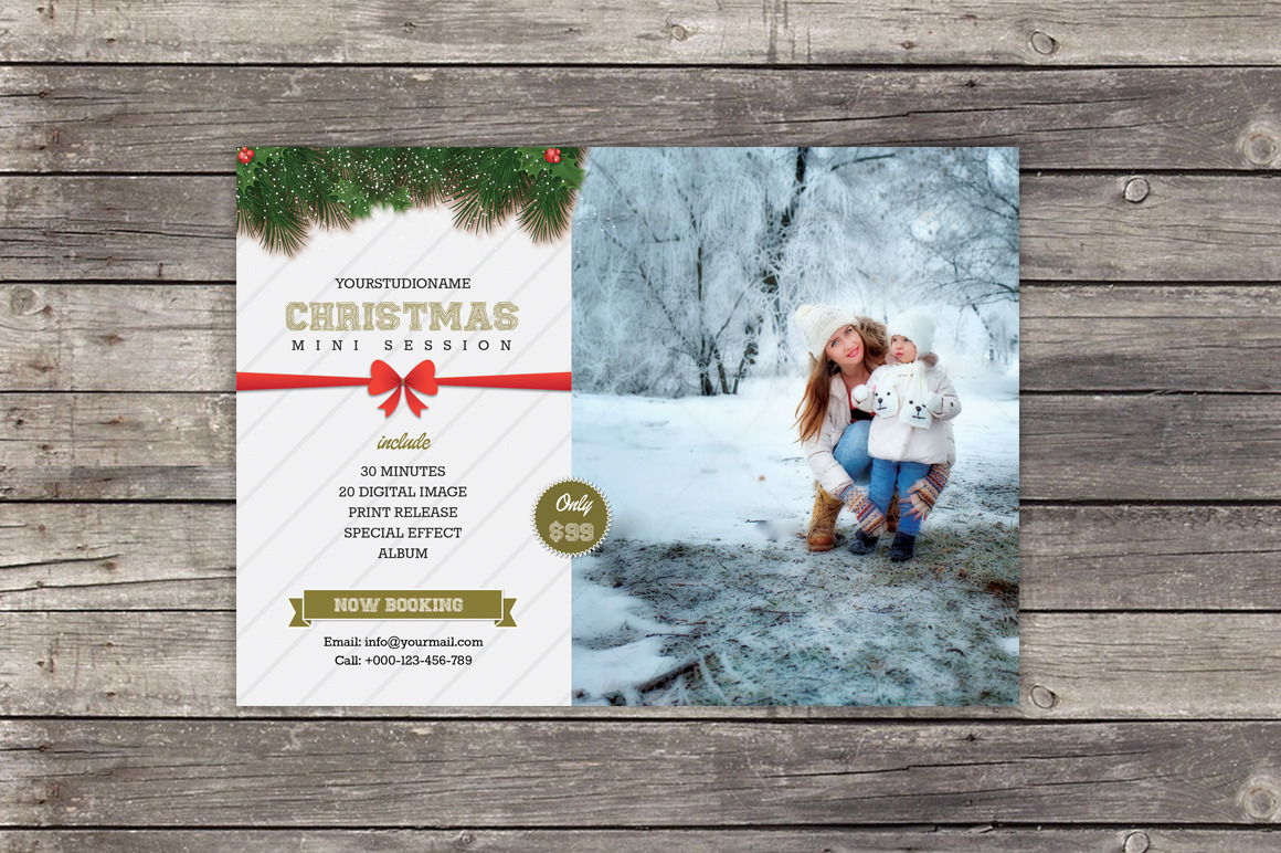 Christmas Mini Session Template, a Card Template by SmmrDesign