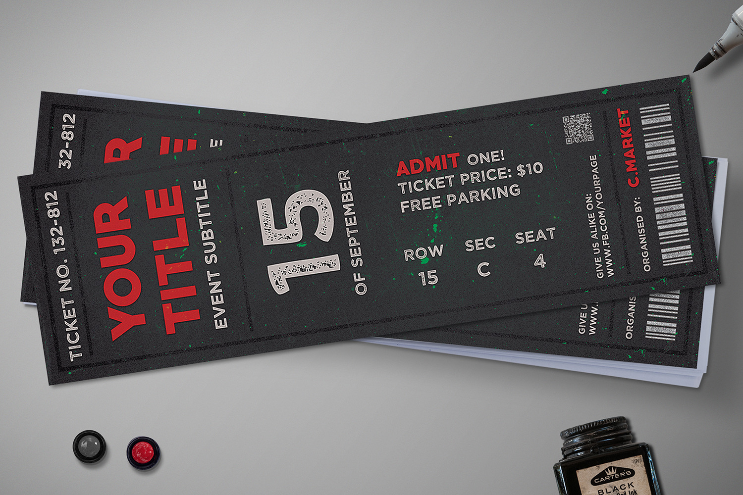 Dark noise ticket template, a Card Template by Tzochko