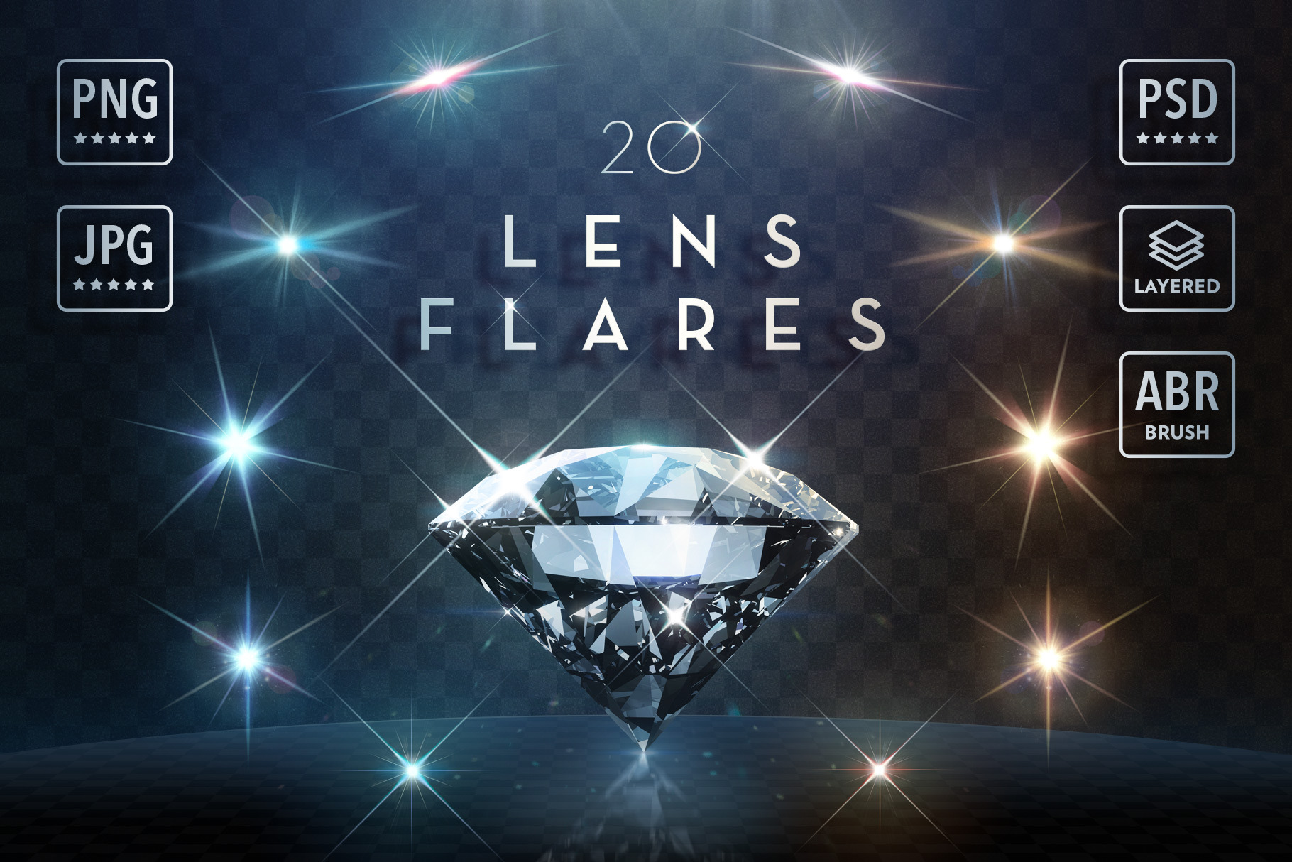 20 Layered Lens Flare Reflections, an Object Graphic by FEINGOLD