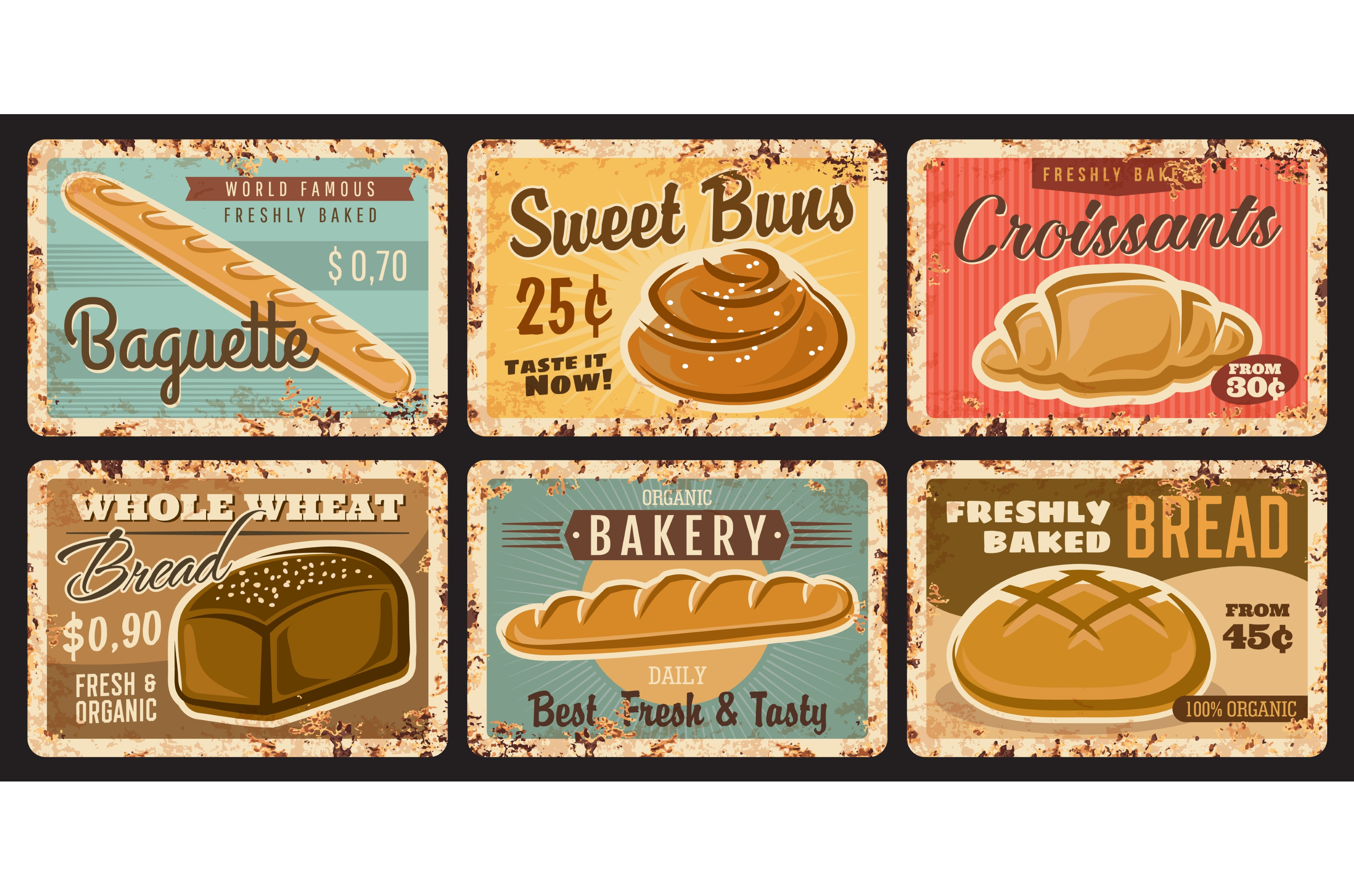 Bakery shop and pastry plates, a Food Illustration by Vector Tradition