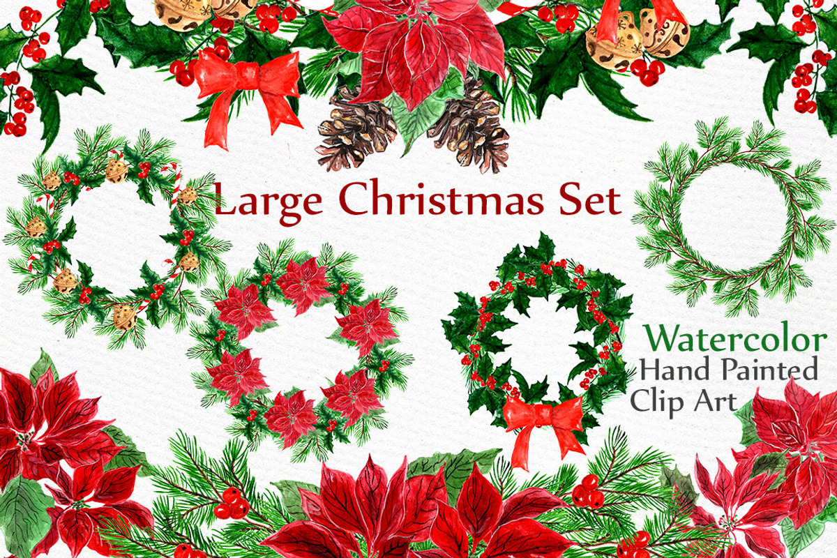 Christmas Wreaths Clip Art, a Decorative Illustration by LeCoqDesign