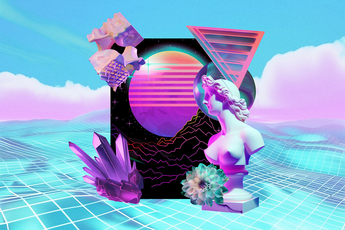 Vaporwave Collage Kit, an Object Graphic by pixelbuddha.net