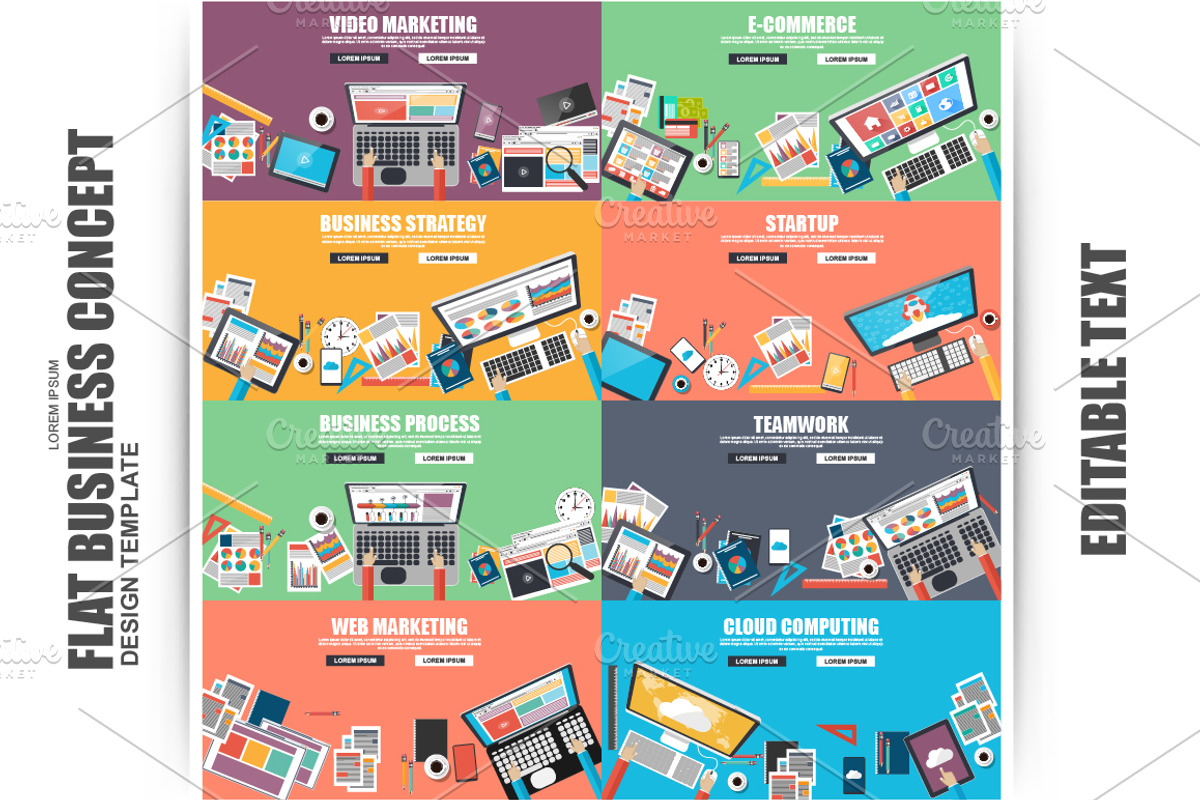 Set of Flat Business Concept, a Graphic by alexdndz | Creative Market
