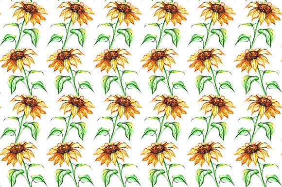 Sunflower floral seamless pattern, a Pattern Graphic by Art By Silmairel