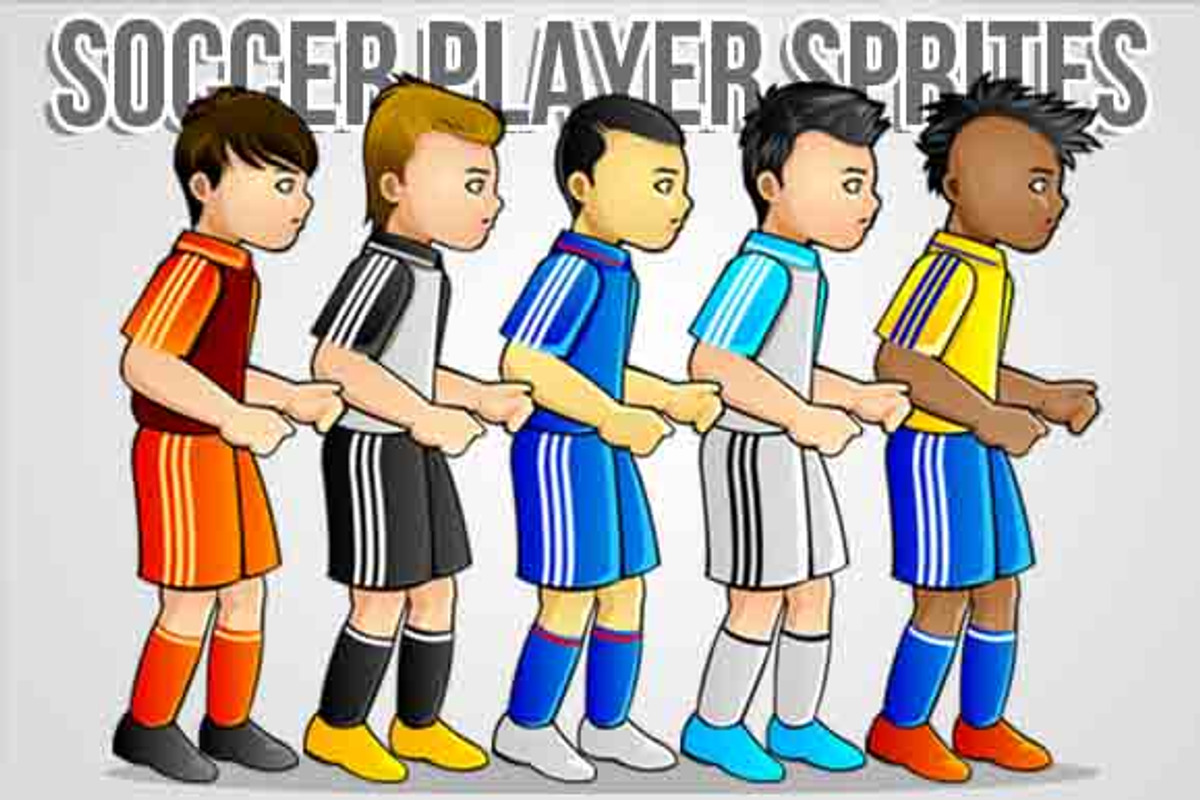 Soccer Player Sprites, an Illustration by erkoudesign