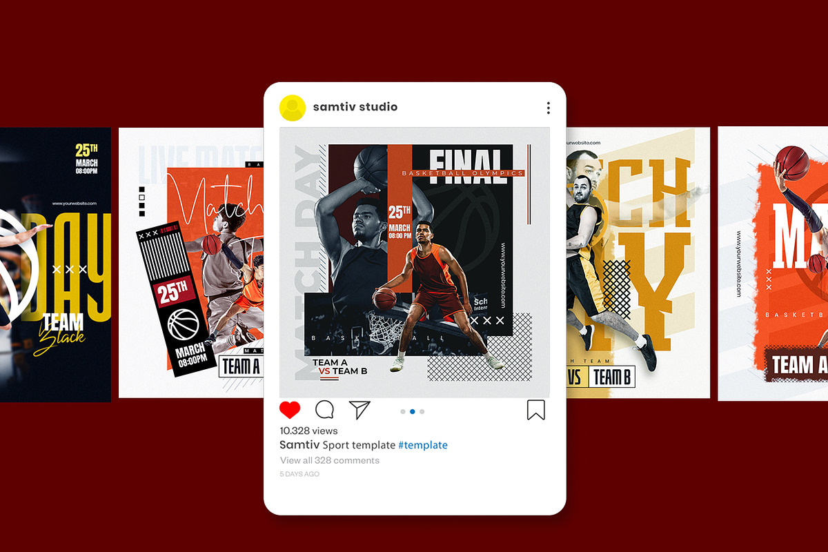 Bundle 5 Basketball Post Templates