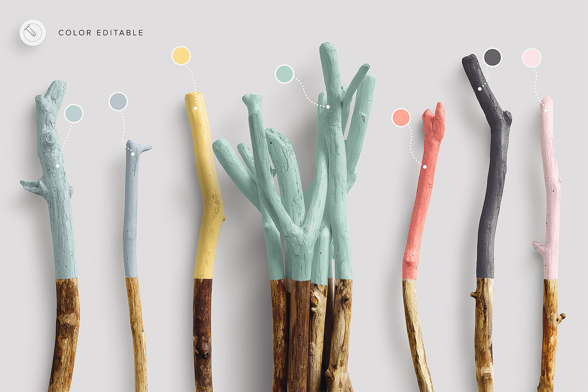 Wooden Nature Sticks Scene Creator, a Product Mockup by Custom Scene