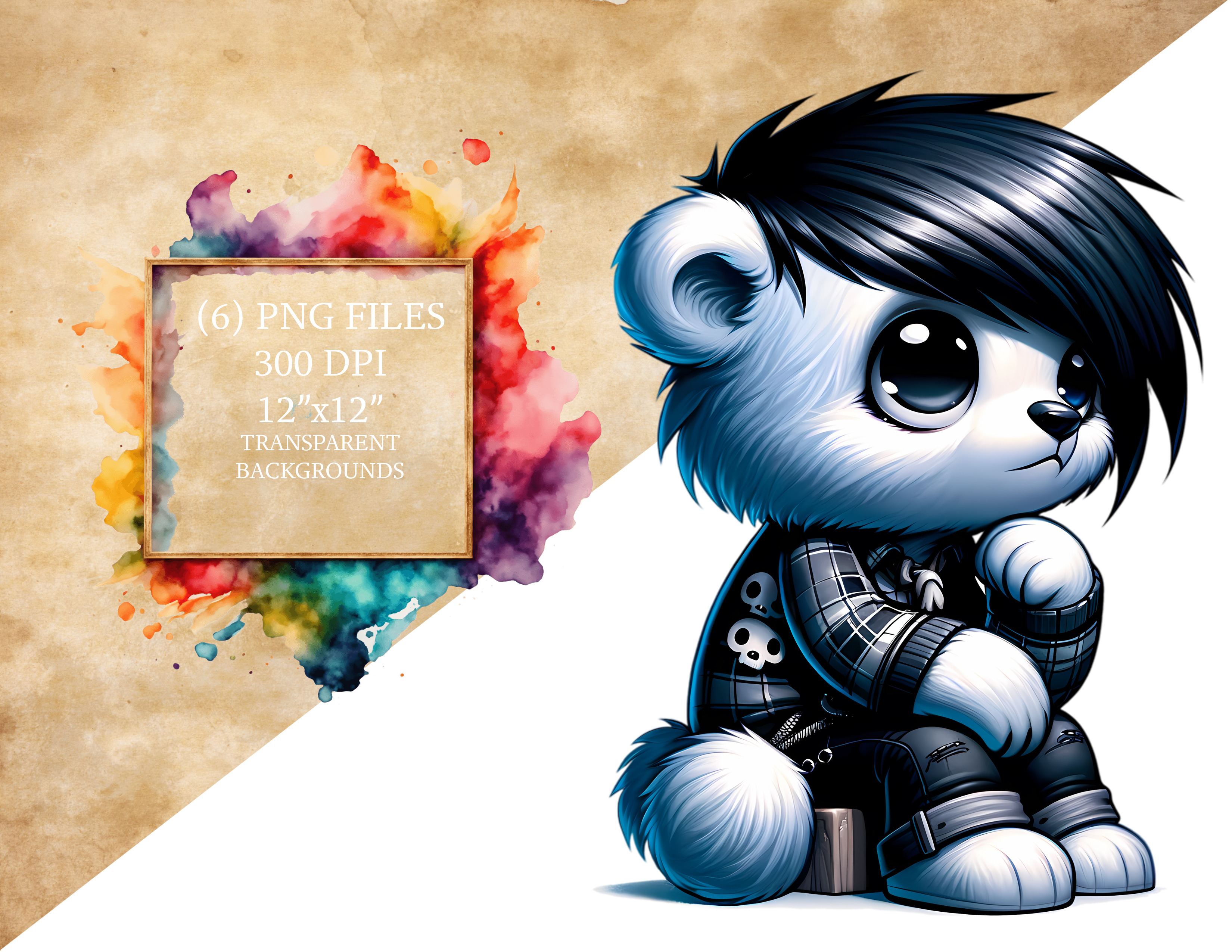 Emo Polar Bears Clipart PNG Set, an Animal Illustration by DoubleTwists